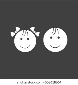 Kid Faces Icon Flat White Symbol Stock Illustration 552618664 ...