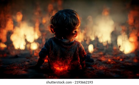 Kid On Fire Hell Concept Art Stock Illustration 2193662193 | Shutterstock