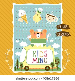Kids Menu Bitmap Template Cartoon Design Stock Illustration 408617866 ...