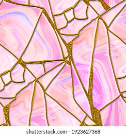 Kintsugi Seamless Pattern Digital Handdrawn Illustration Stock ...