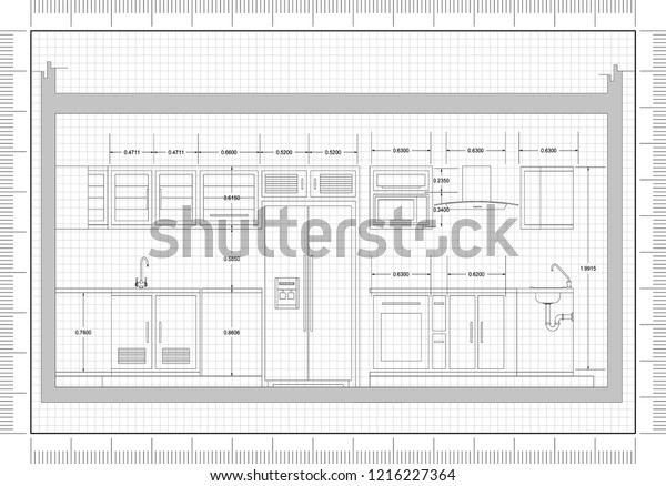 Kitchen Design Blueprint Stock Illustration 1216227364 | Shutterstock