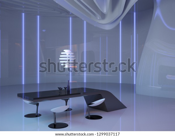 Kitchen Design Future Futuristic Interior Living Stock Illustration ...