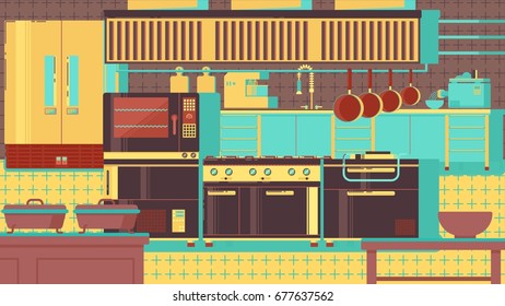 Kitchen Flat Illustration Stock Illustration 677637562 | Shutterstock