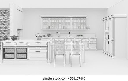 383 Wireframe kitchen sketch Images, Stock Photos & Vectors | Shutterstock