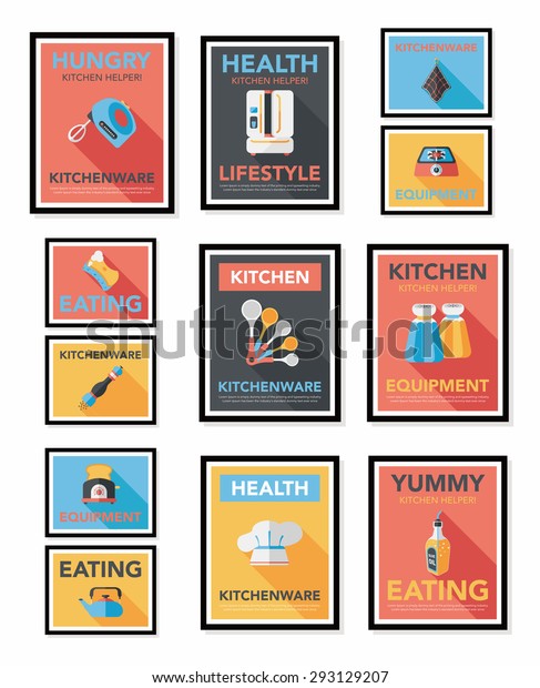 Kitchenware Poster Flat Banner Design Flat Stock Illustration 293129207