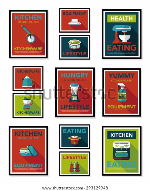 Kitchenware Poster Flat Banner Design Flat Stock Illustration 293129948 ...