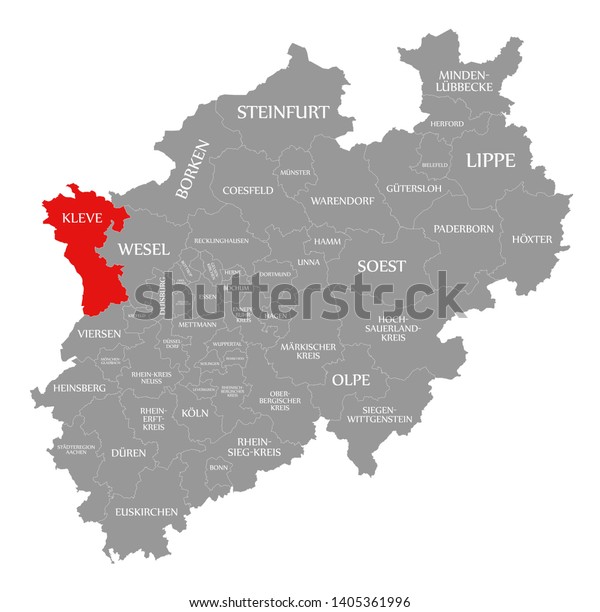 Kleve Red Highlighted Map North Rhine Stock Illustration 1405361996 ...