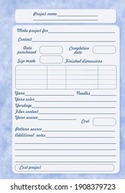Knitting Project Planner Page Digital Download Stock Illustration ...