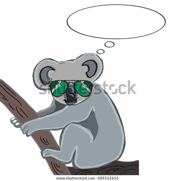 Koala Sitting Realistic Tree Thinking Balloon Stock Illustration ...