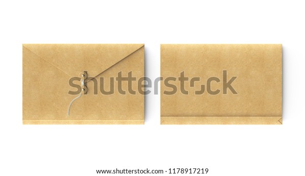 Kraft Paper Document Envelopes String 3d Stock Illustration 1178917219 ...