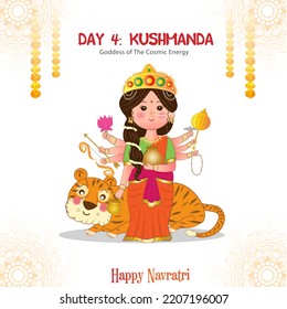 Kushmanda Devi Indian Goddess Durga Forms Stock Illustration 2207196007 ...