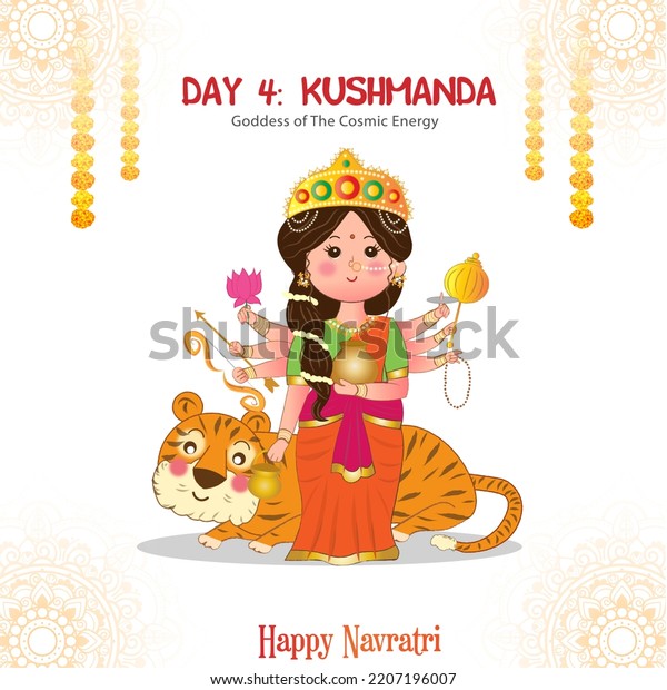 Kushmanda Devi Indian Goddess Durga Forms Stock Illustration 2207196007 ...