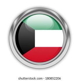 Flag Kuwait Metal Round Icons This Stock Vector (Royalty Free ...