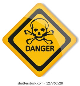 Danger Sign Black Yellow Symbol Bilingual Stock Vector (Royalty Free ...