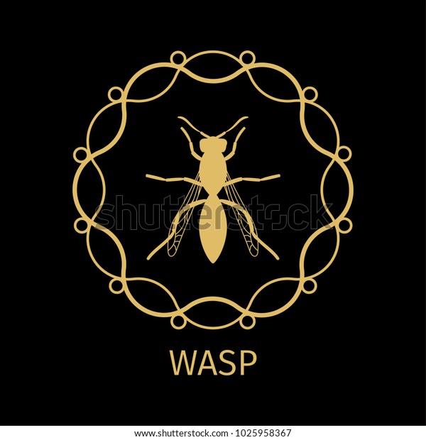 Label Wasp Calligraphy Framework On Dark Stock Illustration 1025958367 ...