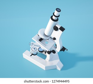 Laboratory Microscope On Blue Background 3d Stock Illustration ...