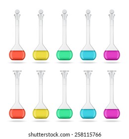 Laboratory Volumetric Flasks Solution 3d Illustration Stock ...