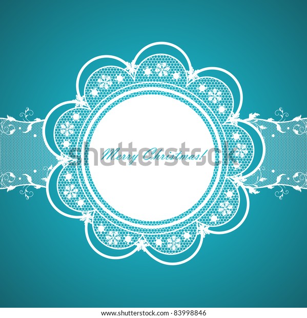 Lace Round Frame Congratulation Blue Background Stock Illustration ...