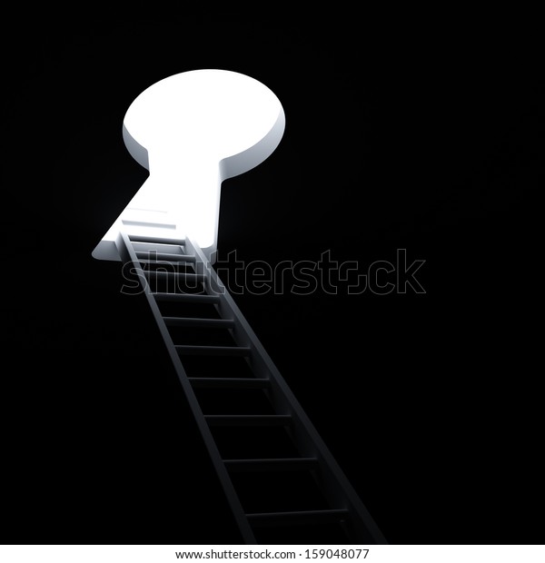 Ladder Through Keyhole Bright Light Business Stock Illustration ...