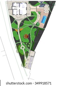 Landscaping Site Development Plan 2d Sketch Stock Illustration 349918571