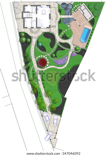 Landscaping Site Development Plan 2d Sketch Stock Illustration ...