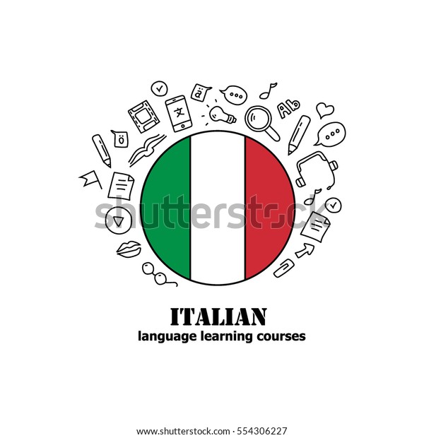 Language Learning Courses Learn Italian Language Stock Illustration ...