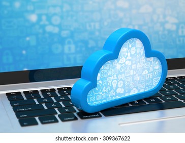 Laptop Cloud Computing Symbol On Keyboard Stock Illustration 309367622 ...