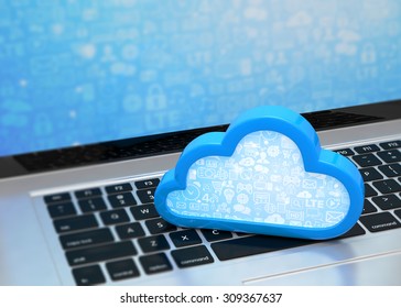 Laptop Cloud Computing Symbol On Keyboard Stock Illustration 309367637 ...