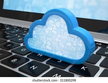 Laptop Cloud Computing Symbol On Keyboard Stock Illustration 461659873 ...
