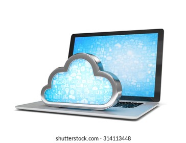 Laptop Cloud Computing Symbol On Keyboard 스톡 일러스트 314113448 | Shutterstock