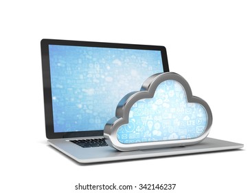 Laptop Cloud Computing Symbol On Keyboard Stock Illustration 342146237 ...