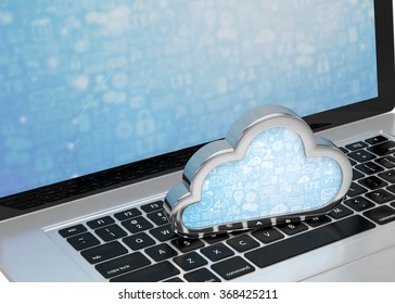 Laptop Cloud Computing Symbol On Keyboard Stock Illustration 368425211 ...
