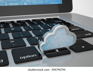 Laptop Cloud Computing Symbol On Keyboard 스톡 일러스트 394790794 | Shutterstock