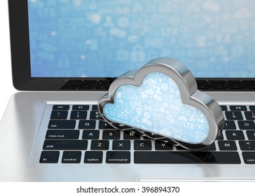 Laptop Cloud Computing Symbol On Keyboard Stock Illustration 396894370 ...