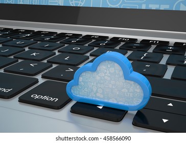 Laptop Cloud Computing Symbol On Keyboard 스톡 일러스트 394790794 | Shutterstock
