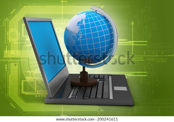 Laptop Computer Earth Globe Stock Illustration 200241611 | Shutterstock