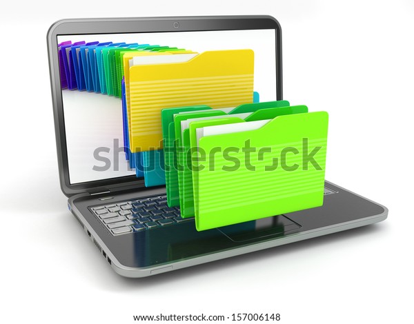 Laptop Computer Files Folders On White Stock Illustration 157006148