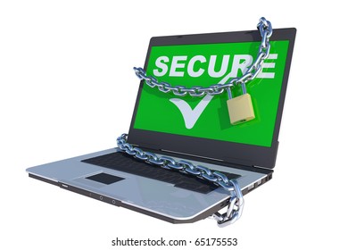 Laptop Computer Lock Chains Around Screen Stock Illustration 65175553 ...
