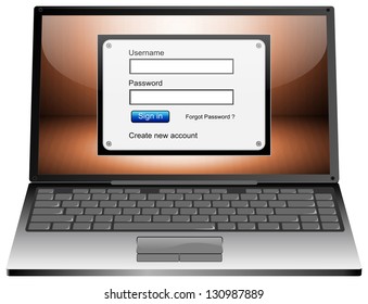 Laptop Computer Login Screen Stock Illustration 130987889 | Shutterstock