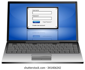 Laptop Computer Login Screen Stock Illustration 337234661 | Shutterstock