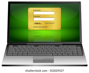 Laptop Computer Login Screen Stock Illustration 352029527 | Shutterstock