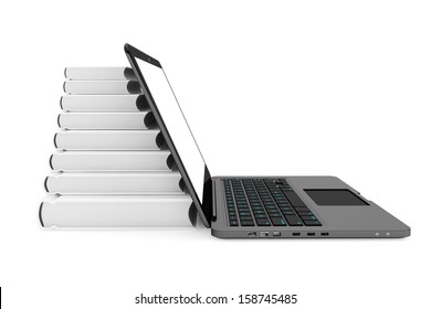 Laptop Computer Stack Books On White Stock Illustration 158745485 ...