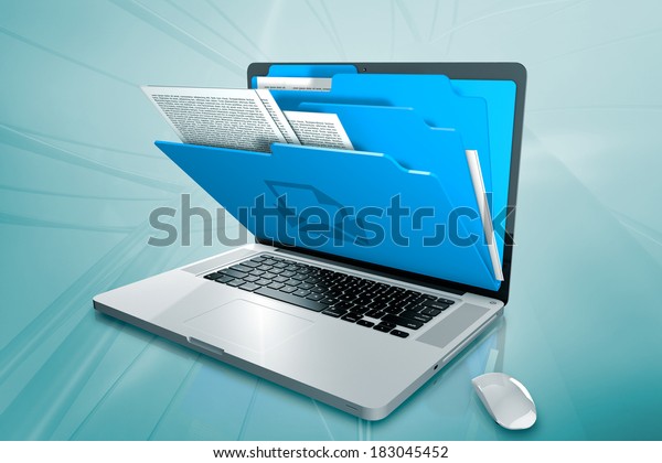 Laptop Folder On Screen Stock Illustration 183045452