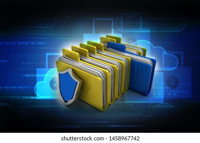 Laptop Folder Shield Isolated 3d Rendering Stock Illustration ...