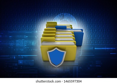 Laptop Folder Shield Isolated 3d Rendering Stock Illustration ...