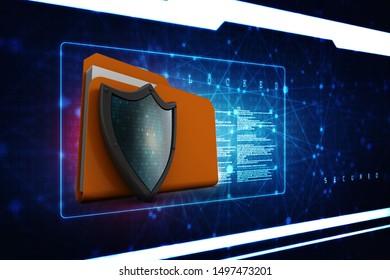 Laptop Folder Shield Isolated 3d Rendering Stock Illustration ...
