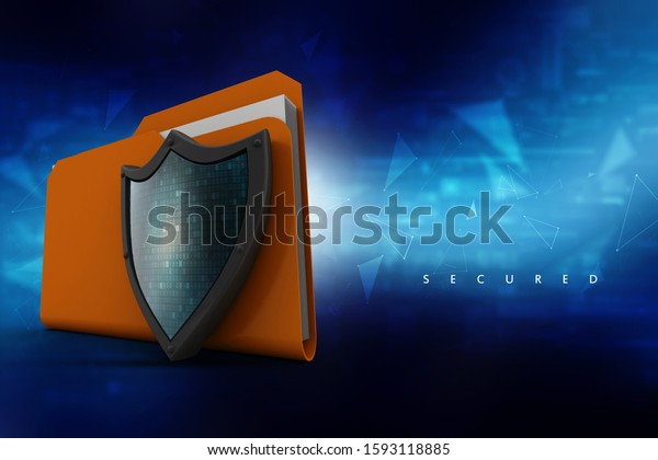 Laptop Folder Shield Isolated 3d Rendering Stock Illustration ...