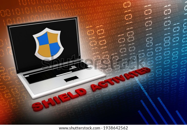 Laptop Shield Isolated 3d Rendering Image Stock Illustration 1938642562 ...