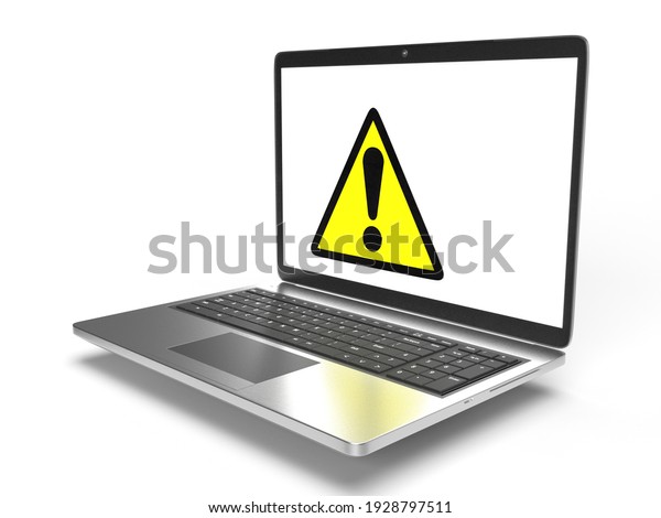Laptop Warning Sign 3d Rendering Stock Illustration 1928797511 ...