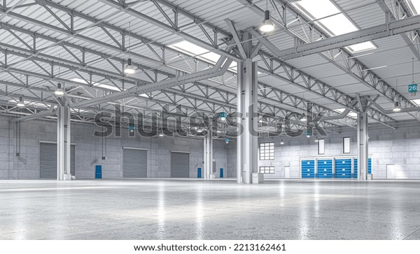 Large Empty Warehouse 3d Render Stock Illustration 2213162461 ...